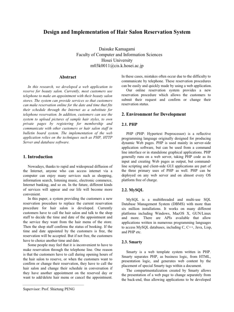 Hair Salon Reservation System Design | PDF | Apache Http Server | World ...