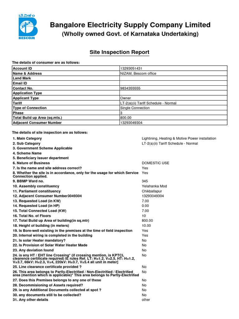 Site Inspection Report | PDF | Nature | Physical Quantities
