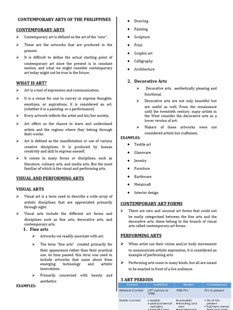 CONTARTS 1st Quiz Reviewer | PDF | The Arts | Dances