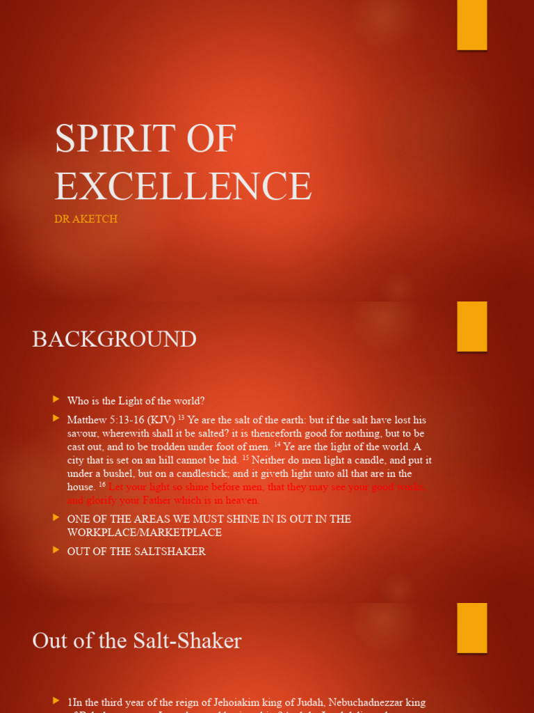 Spirit of Excellence | PDF | Books Of The Hebrew Bible | Religious Texts