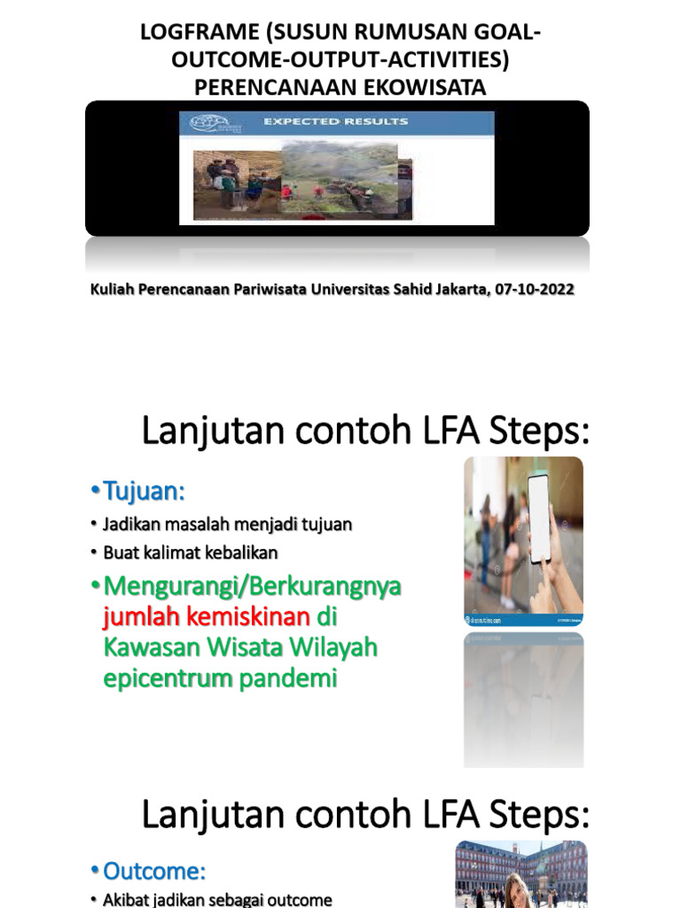 14 01 2022 Lfa Goal Outcome Output Activities Wisata | PDF