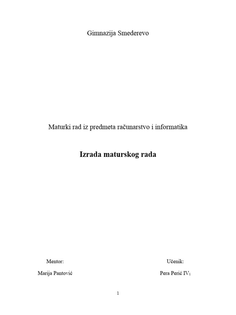 Maturski Rad | PDF