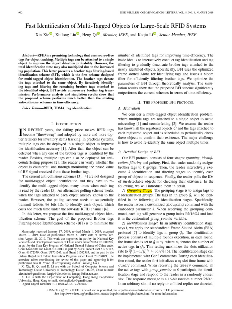 Xie 2019 | PDF | Radio Frequency Identification | Mathematical Optimization