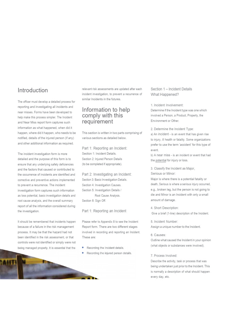 Incident Reporting and Investigation Guide | PDF | Risk | Safety