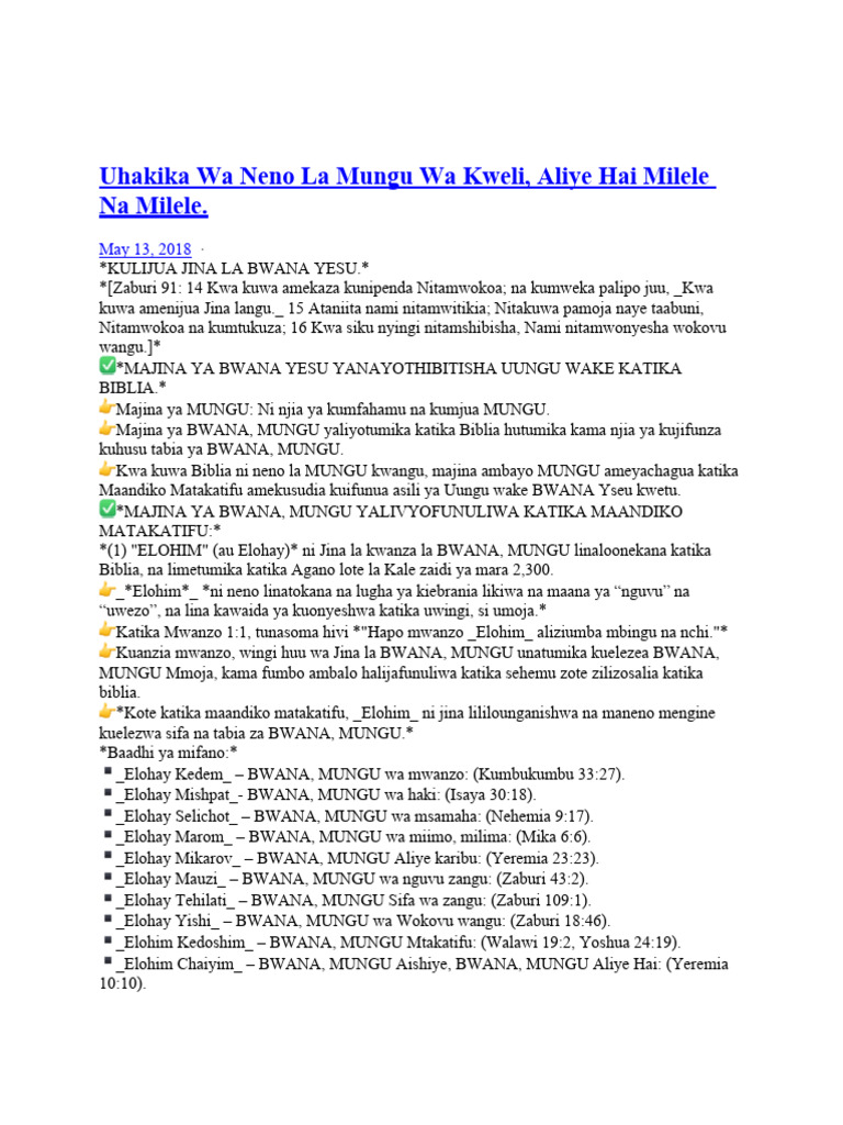 Majina Ya Mungu | PDF