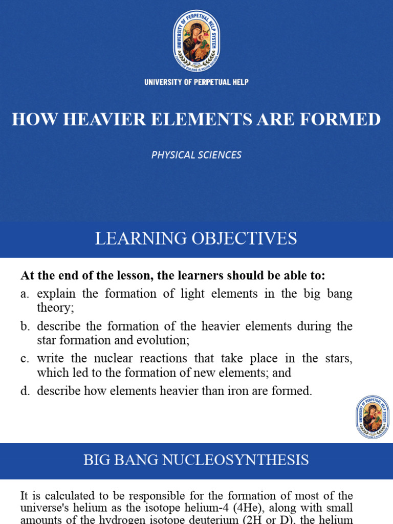 Formation of Heavier Elements | PDF | Isotope | Chemical Elements