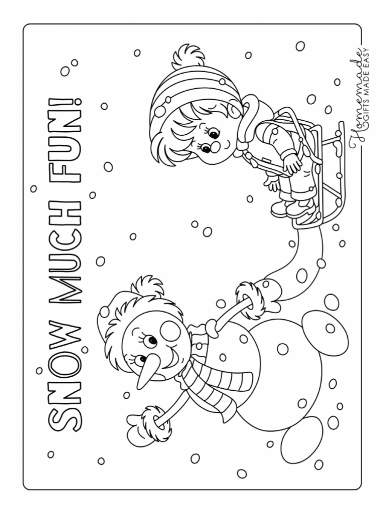 Snowman Coloring Pages Snow Much Fun Toboggan Ride | PDF