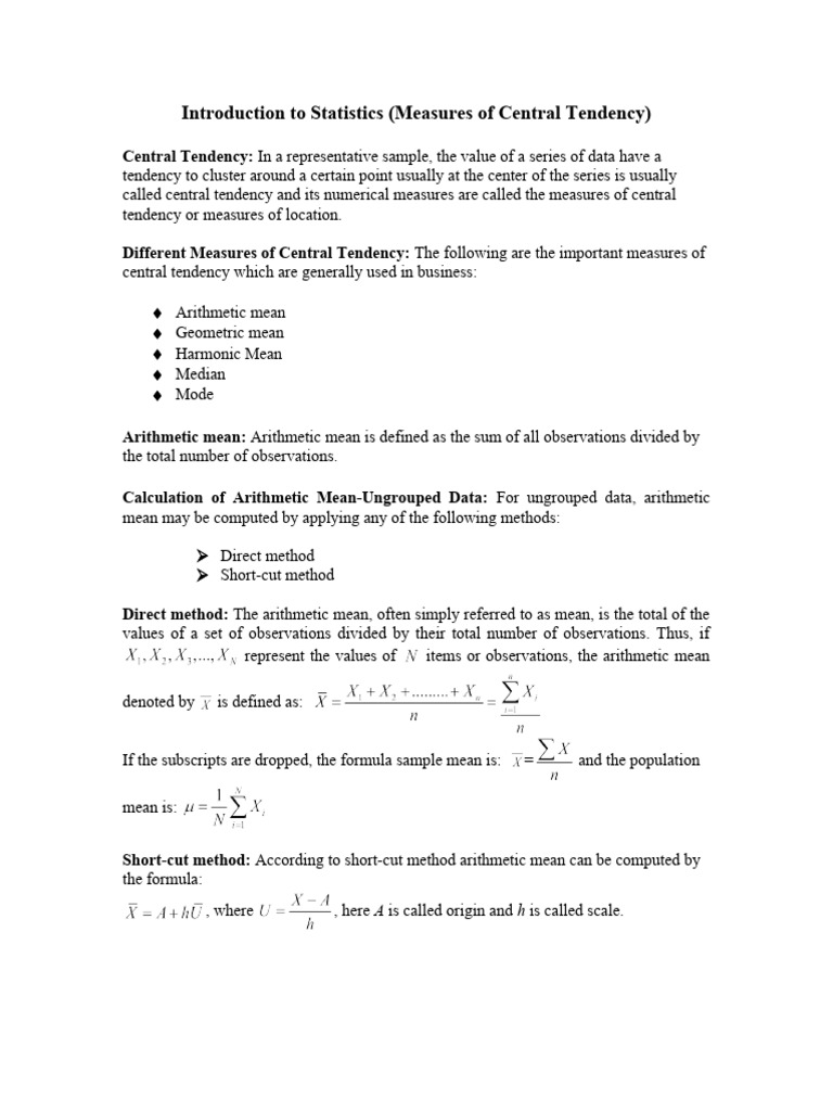 Central Tendency | PDF