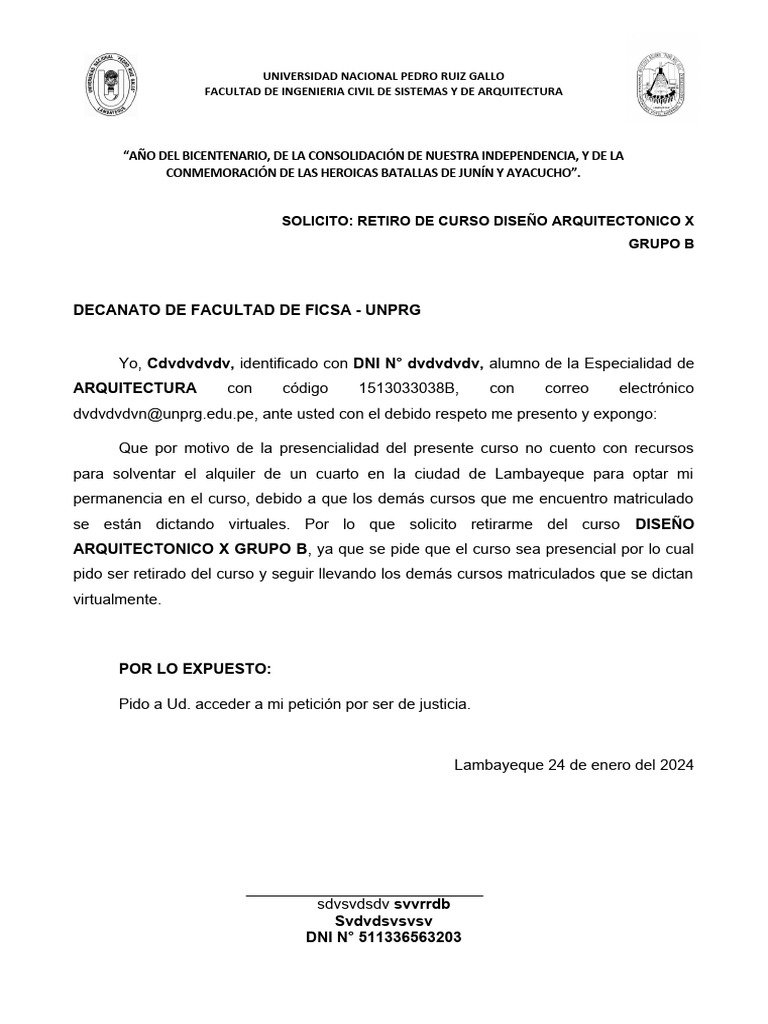 Solicitud de Retiro de Curso | PDF