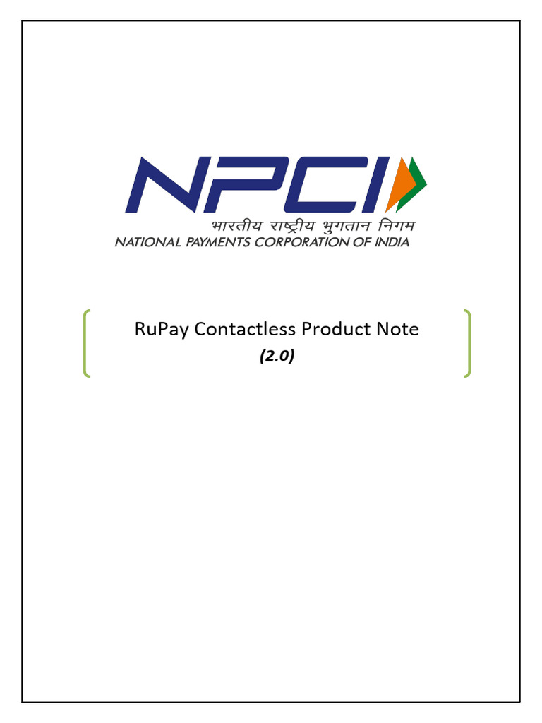 01 RuPay Contactless Product Note V2.0 | PDF