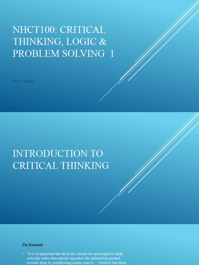 CT100 Critical Thinking PowerPoint | PDF | Argument | Critical Thinking