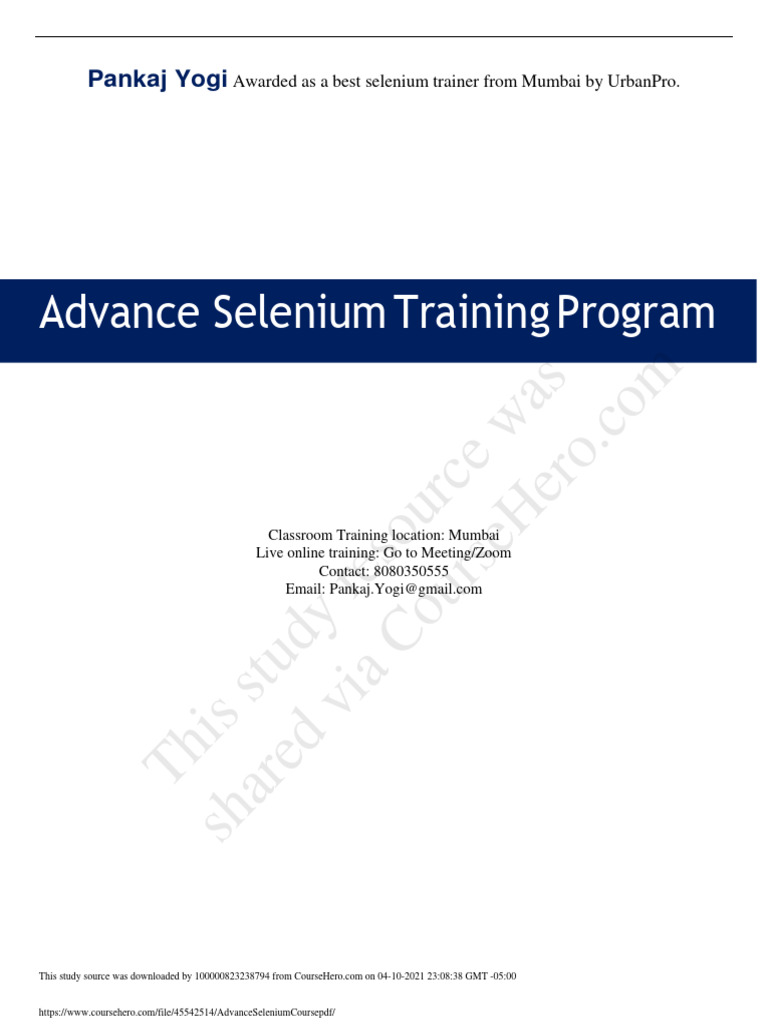 AdvanceSeleniumCourse PDF | PDF | Selenium (Software) | Java (Programming Language)