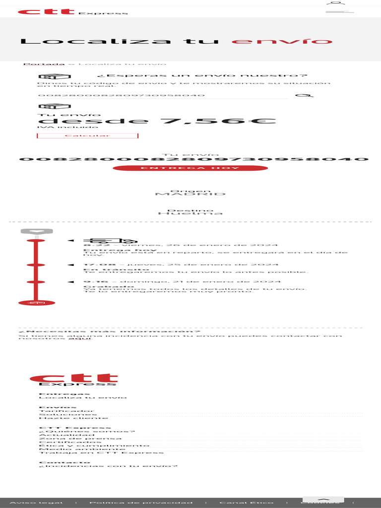 Localizador de Envíos CTT Express | PDF