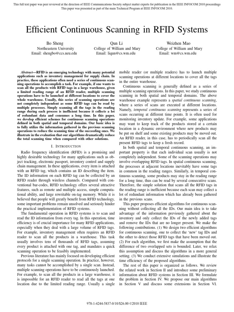 Sheng2010.Efficient Continuous Scanning in RFID Systems | PDF | Radio ...