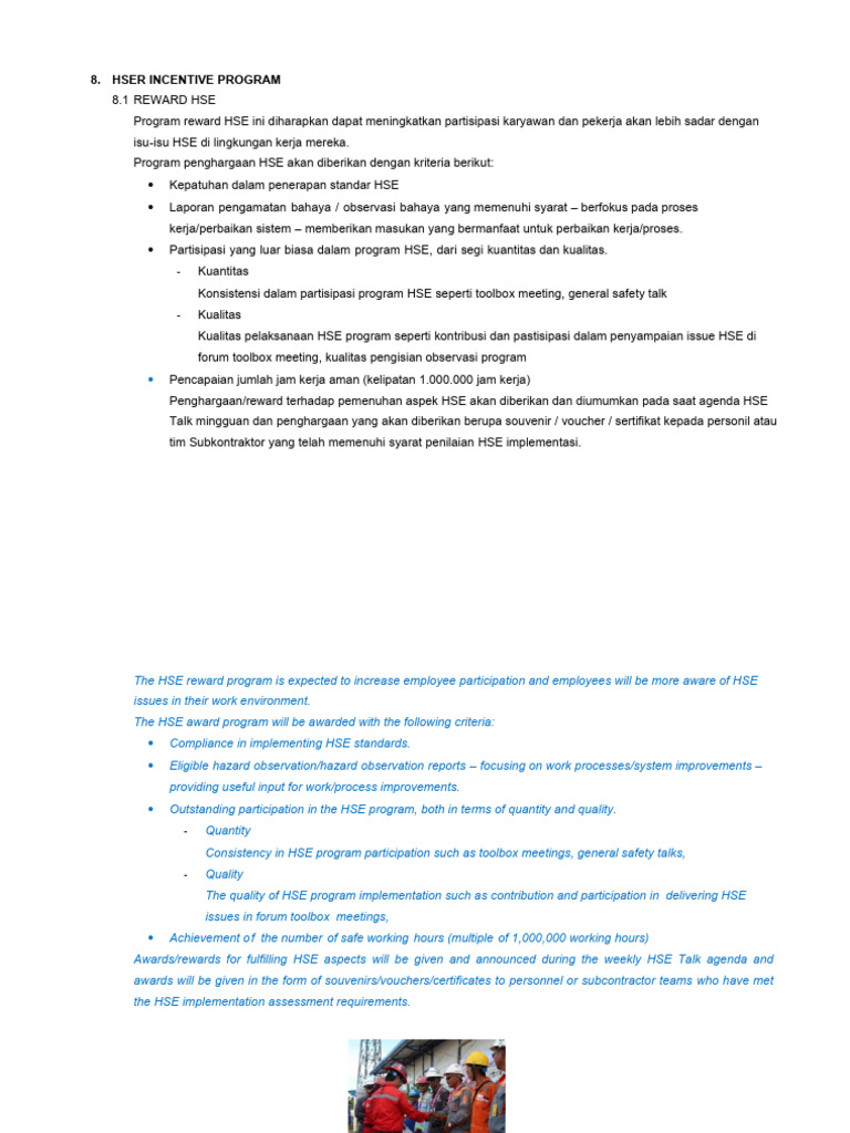 Hse Incentive Program | PDF