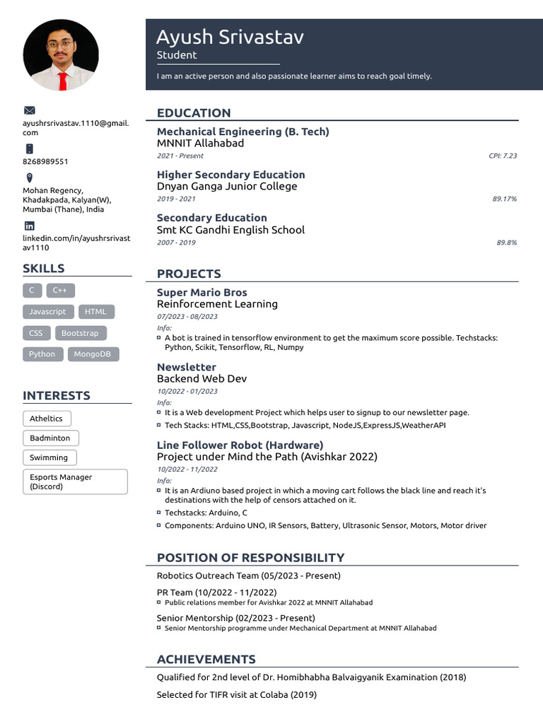 Ayush Srivastav: Education | PDF | Software Engineering | Computing
