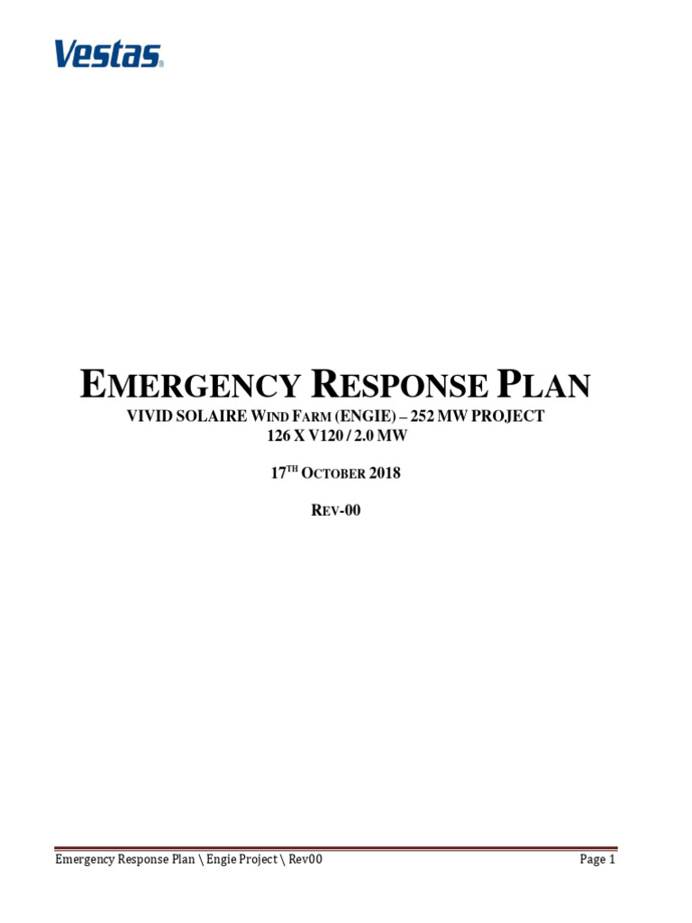 Engie Wind Farm Emergency Response Plan | PDF | Emergency | Emergency ...