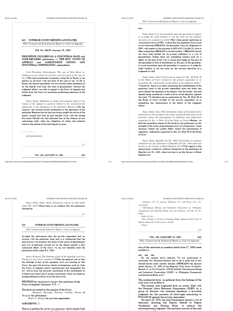 PCIB vs. CA | PDF | Garnishment | Judgment (Law)