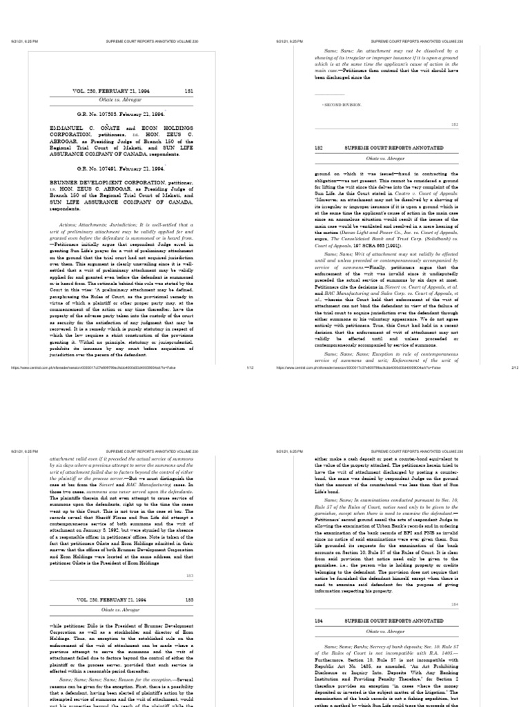 Onate vs. Abrogar | PDF | Complaint | Summons