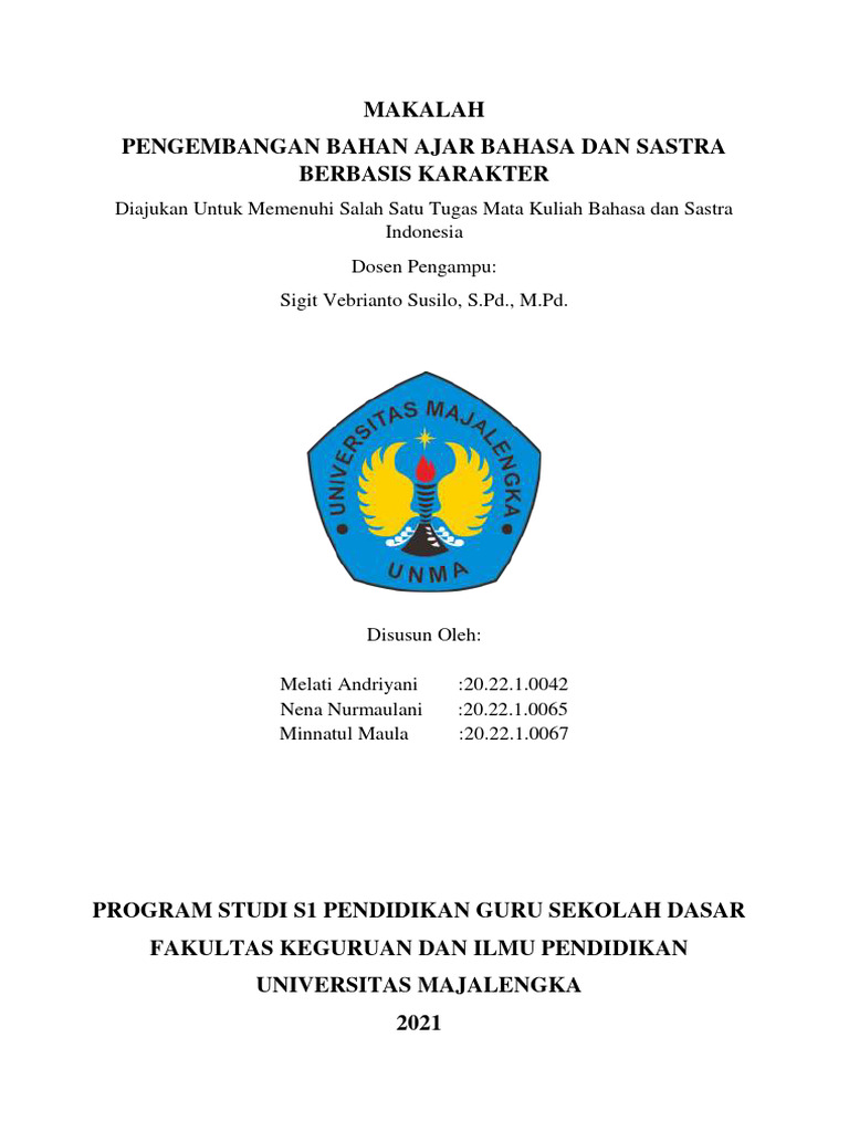 3B-Kelompok 4 Pengembangan Bahan Ajar Bahasa Dan Sastra Berbasis Karakter | PDF