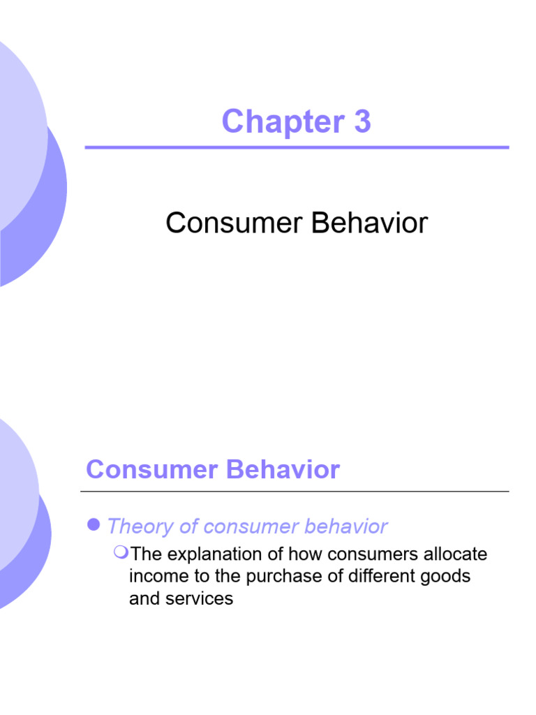 Chapter 3 - Consumer Behaviour and Choice | PDF | Utility | Consumer Behaviour