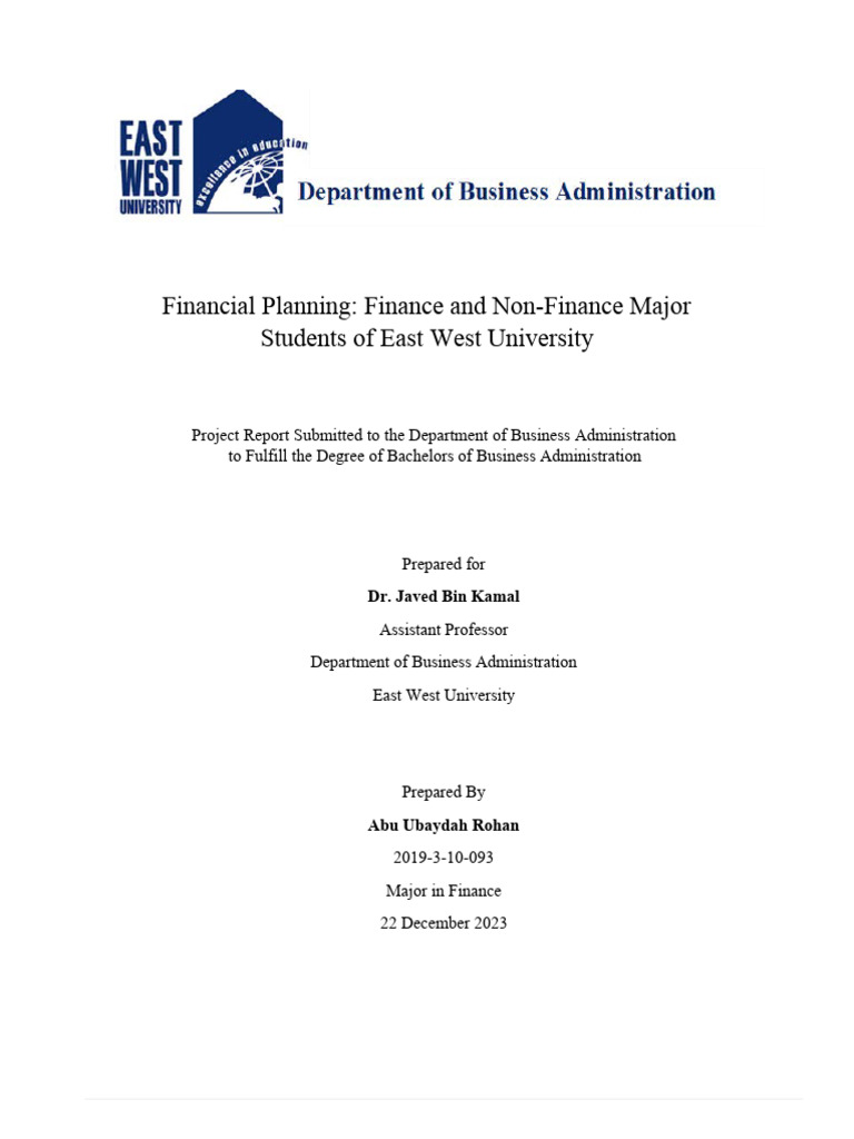 Financial Planning for EWU Students | PDF | Finance & Money Management
