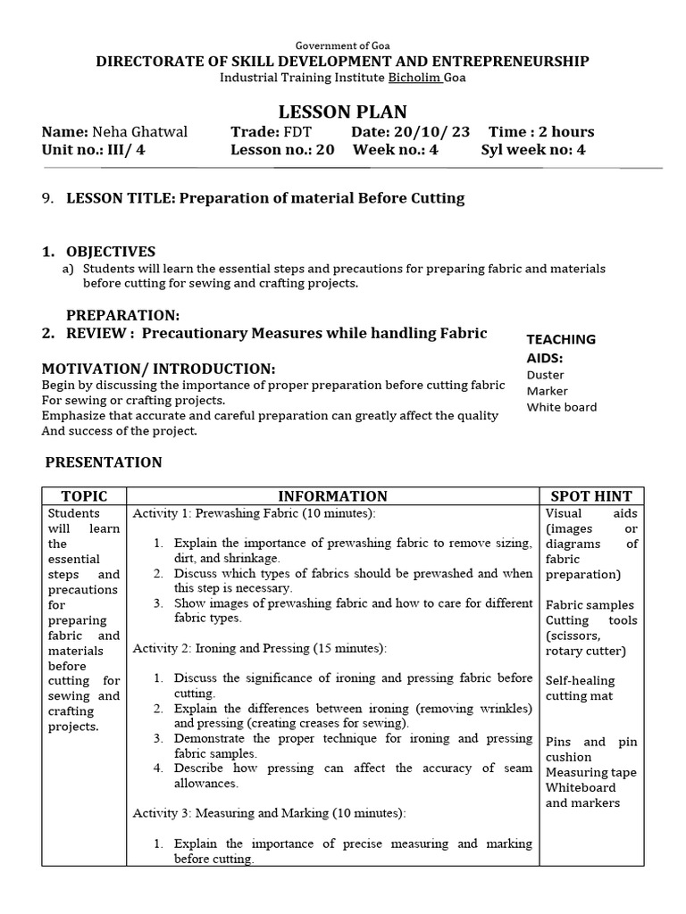 Fabric Preparation for Cutting | PDF | Sewing | Textiles