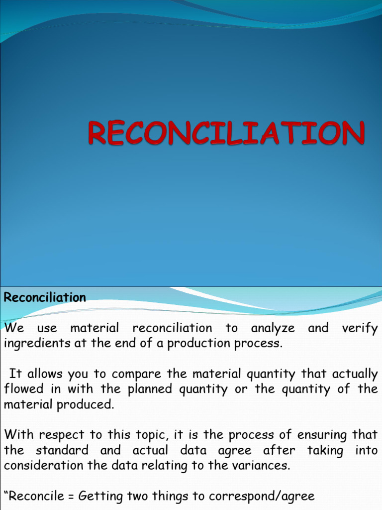 Reconciliation Procedures 1sess | PDF | Weight | Variance