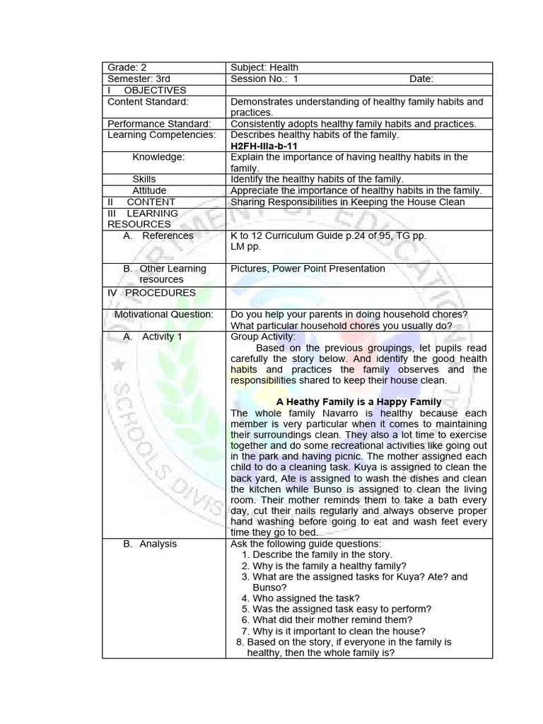 Prototype DLP in Health 2 3rd Quarter | PDF | Hygiene | Learning