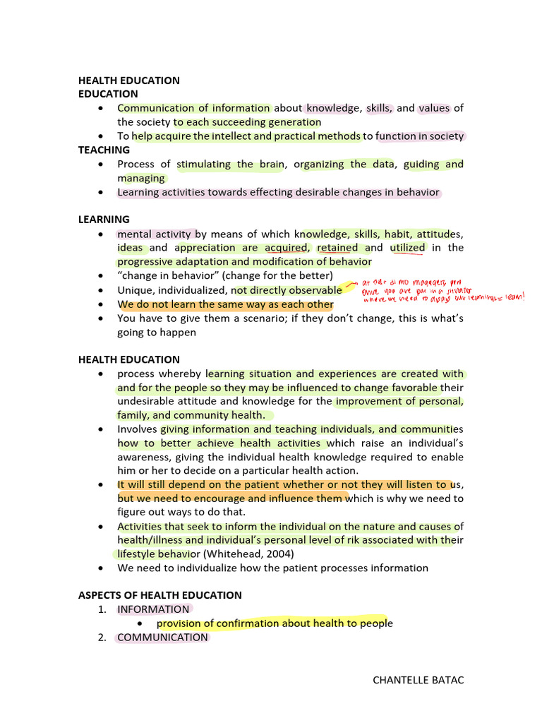 HE-Topics-1-3-Reviewer | PDF | Nursing | Health Education