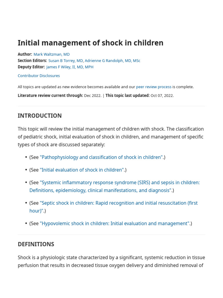 Initial Management of SH | PDF