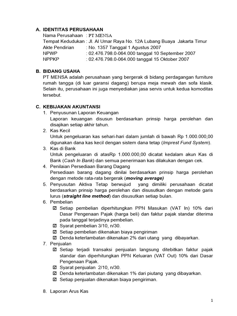 Profil dan Kebijakan PT MENSA Jakarta | PDF