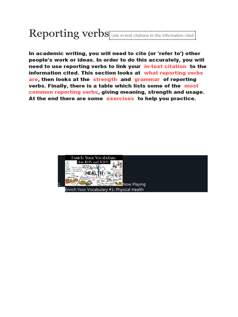 Reporting Verbs Grammar | PDF | Sentence (Linguistics) | Verb