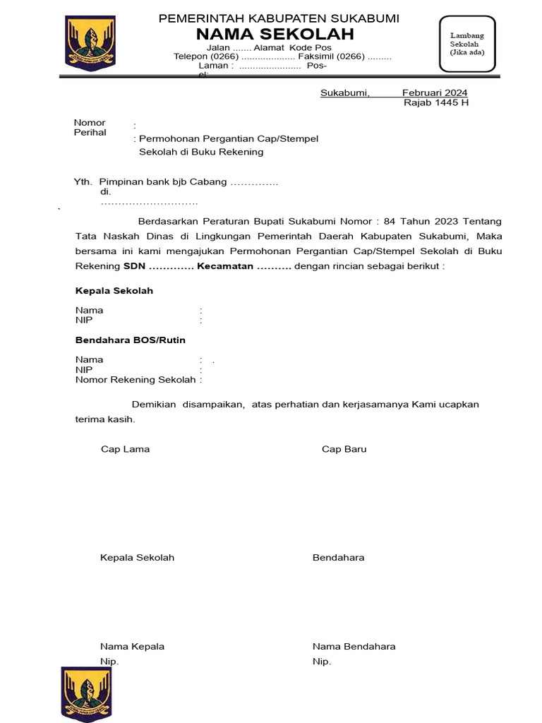 Surat Permohonan Pergantian Cap | PDF