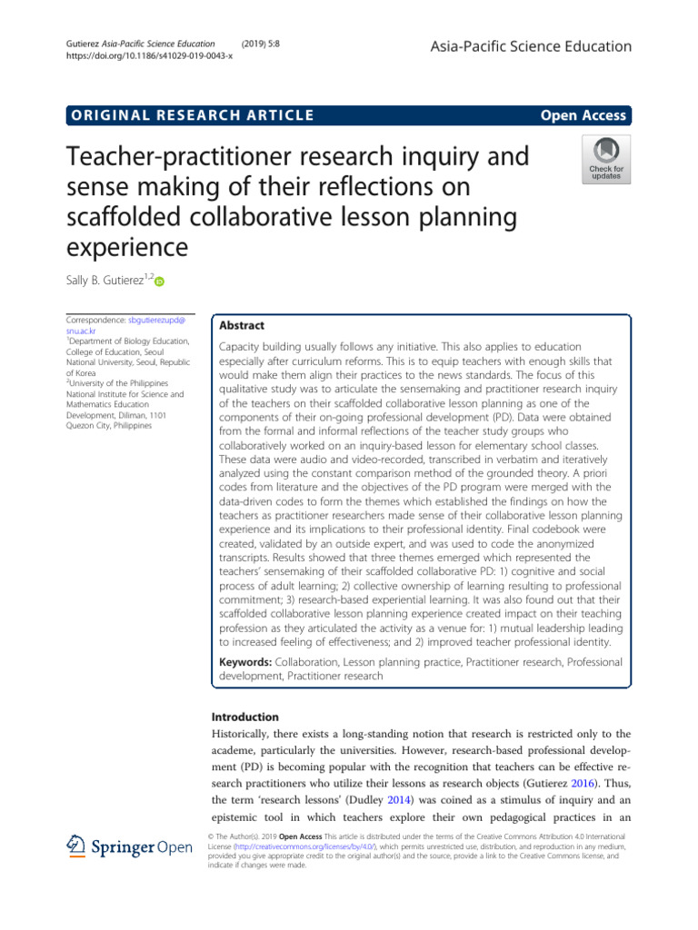 Teacher-Practitioner Research Inquiry and Sense Making of Their ...