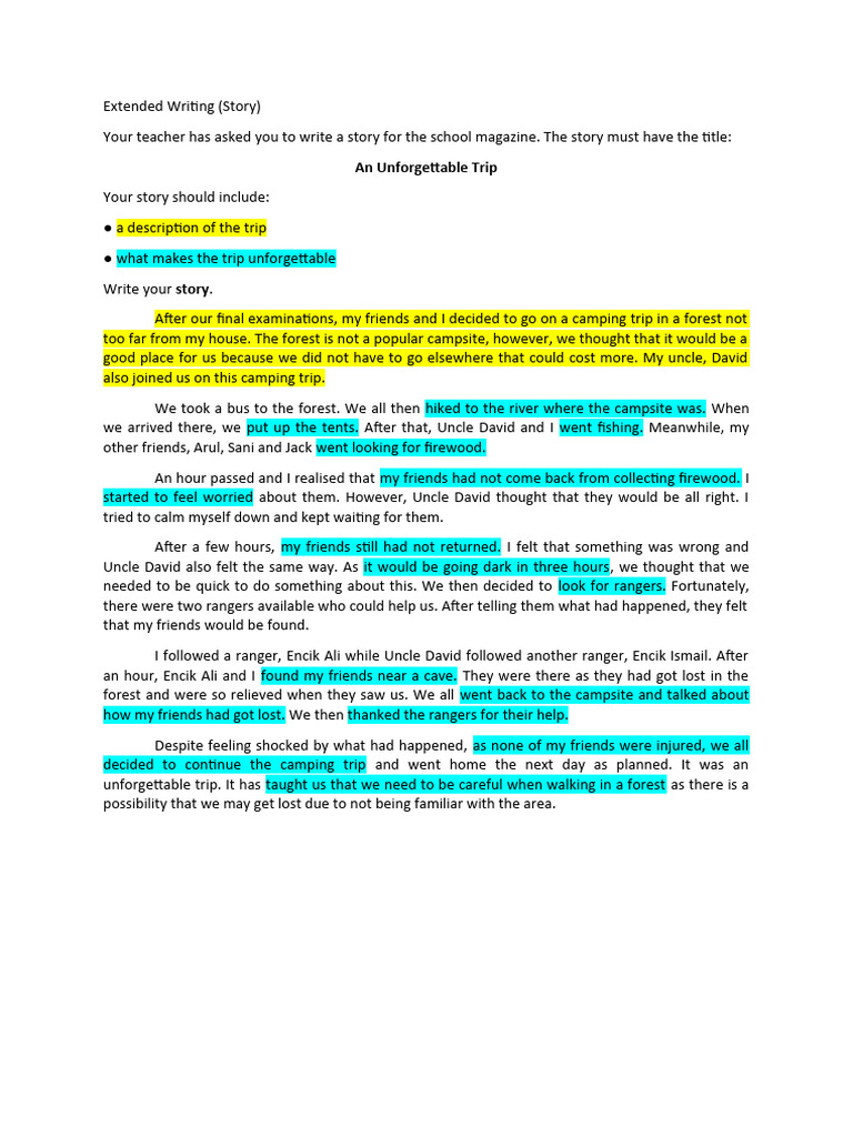 Story (Unforgettable Trip) SPM | PDF