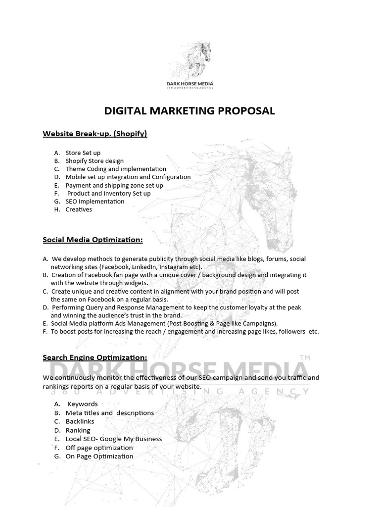Dark Horse Media Proposal | PDF | Search Engine Optimization | Human ...