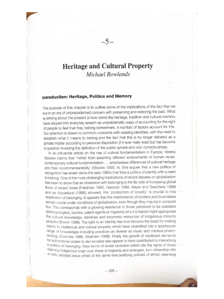 Heritage and Cultural Property | PDF