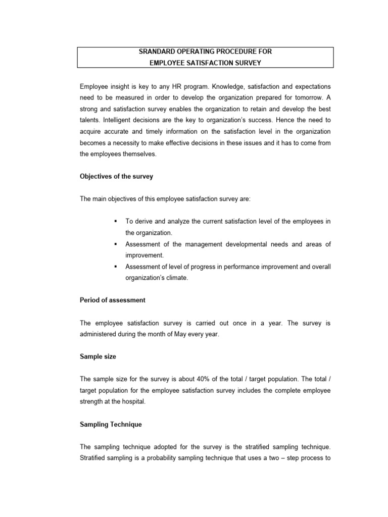 SOP - Employee Satisfaction Survey | PDF | Survey Methodology ...