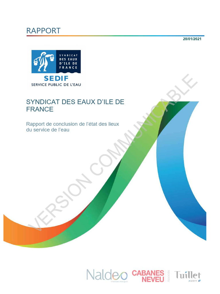 SEDIF - Mission 2023 - Rapport de Conclusion de La Phase 1 - État Des ...
