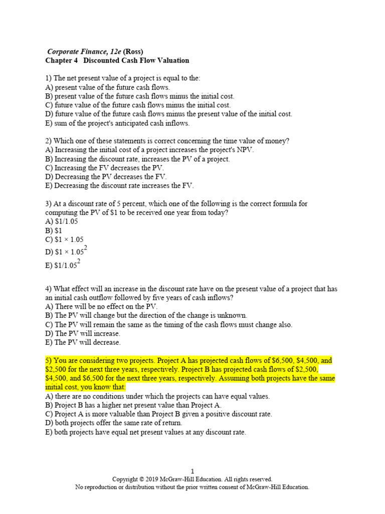 Ross12e Chapter04 TB | PDF | Present Value | Net Present Value