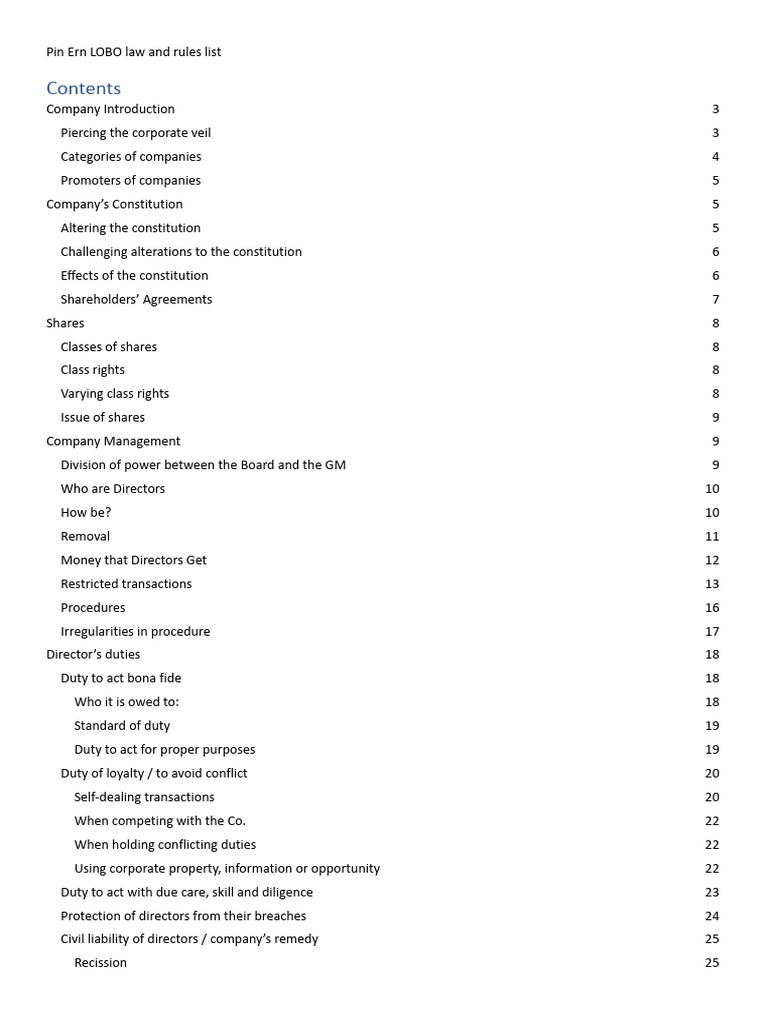 Claw Notes | PDF | Pension | Piercing The Corporate Veil