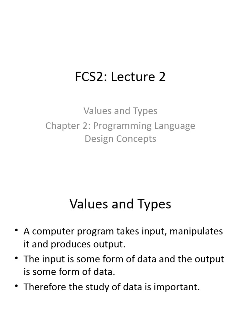Lecture1 ValuesTypes | PDF | Data Type | Programming Language Lecture1 ValuesTypes | PDF | Data Type | Programming Language