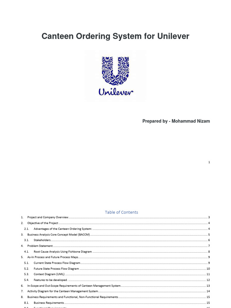 Canteen Ordering System For Unilever - Mohammad Nizam | PDF | Cafeteria ...