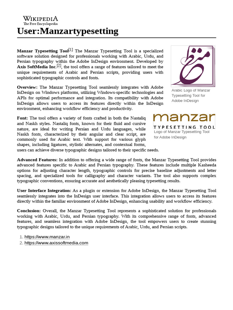Manzar Typesetting Tool Wikipedia | PDF | Typefaces | Typography