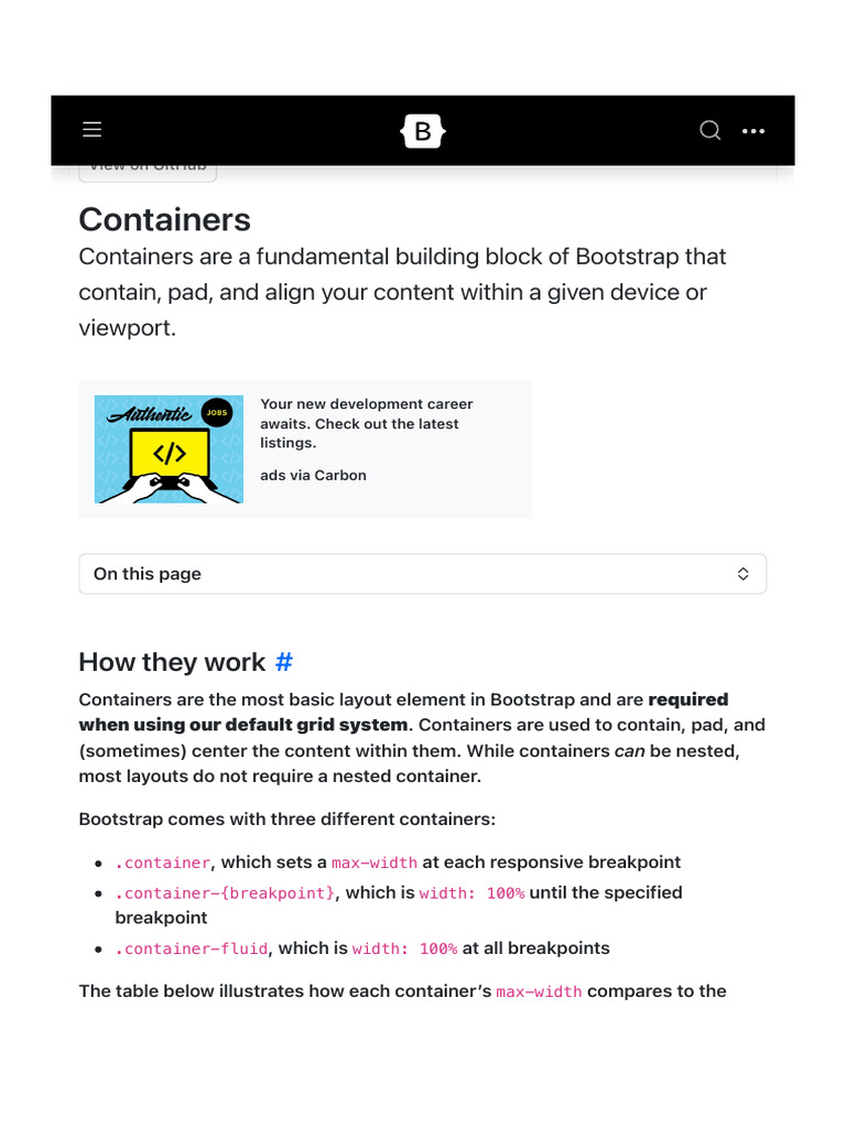 Containers Bootstrap v5.3 | PDF