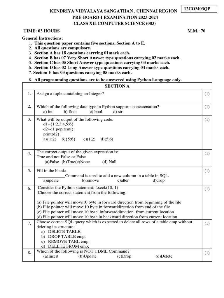 Kv2 Computer Science | PDF | Computer Network | Table (Database)