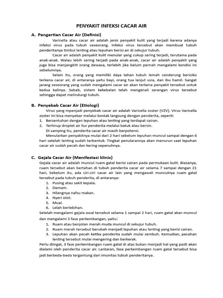 Panduan Lengkap Cacar Air: Gejala & Pengobatan | PDF