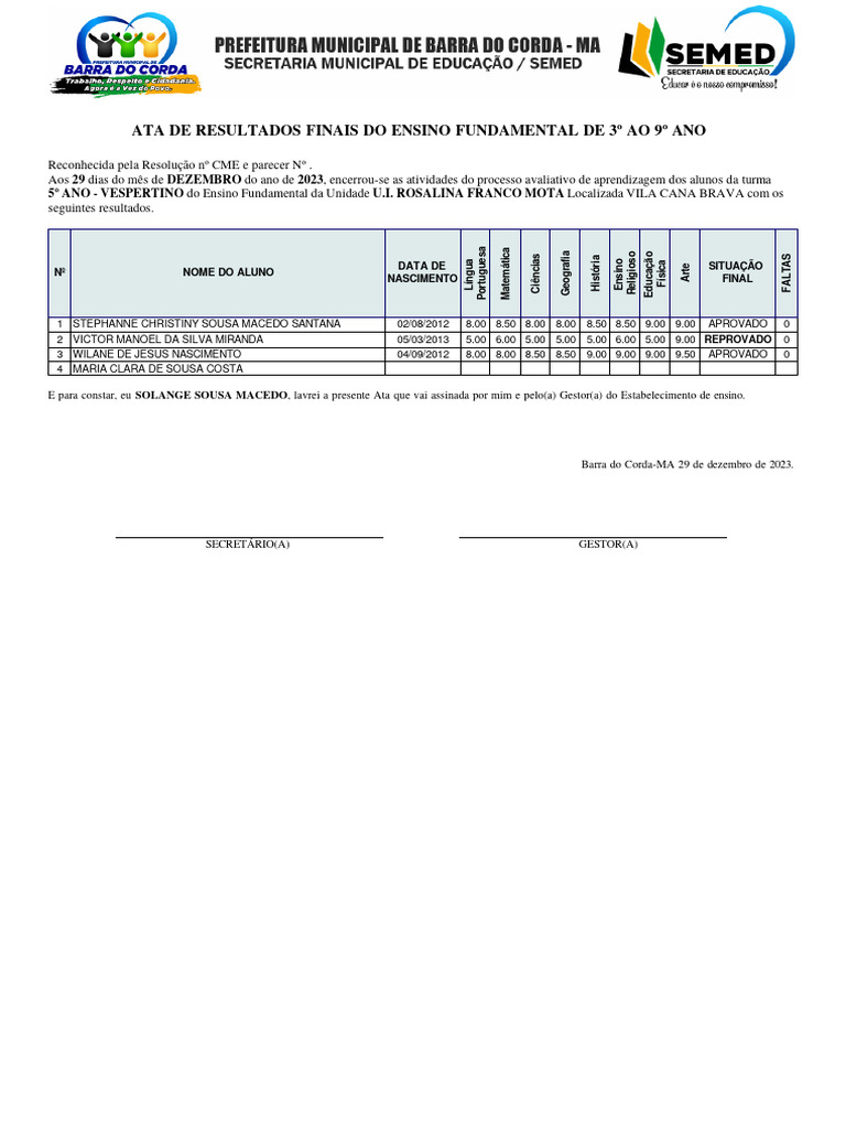 Ata Final Multi Ensino Fundamental 5 6 7 8 E 9 Vespertino 1