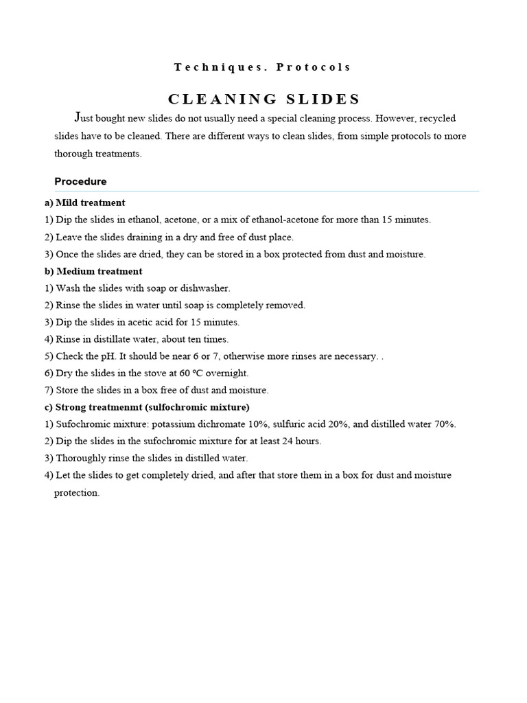 Techniques To Clean Slides | PDF
